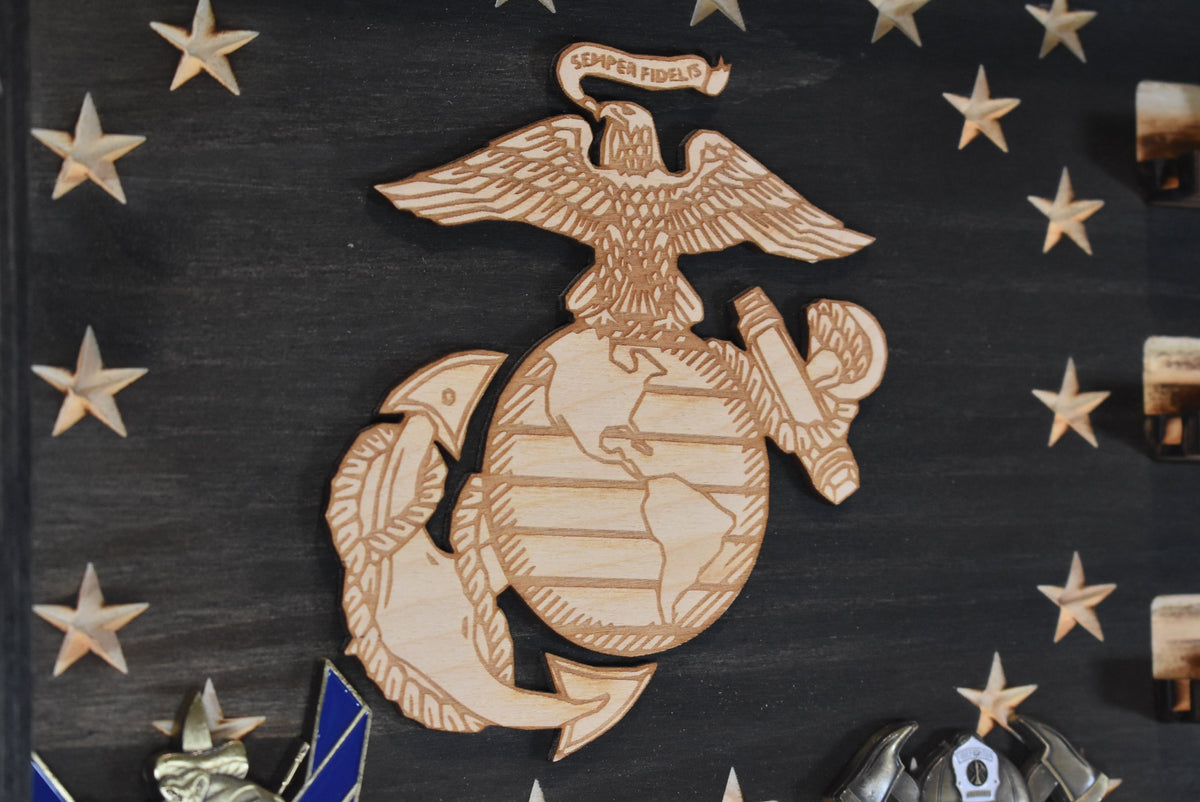 Marine Corps Coin Display Flags | Custom Wooden USMC Coin Rack ...
