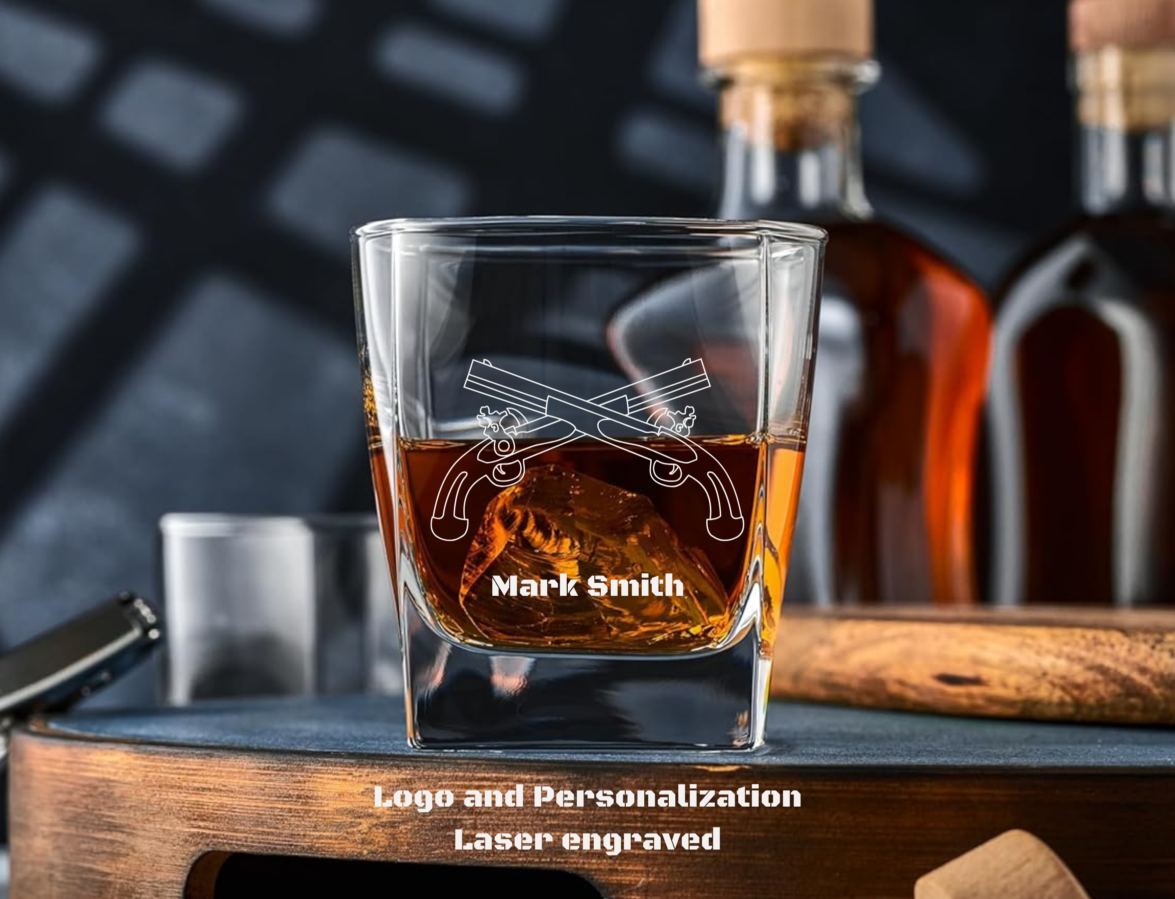 Custom Crossed Pistols Military Police Engraved 11 oz Whiskey Glass ...