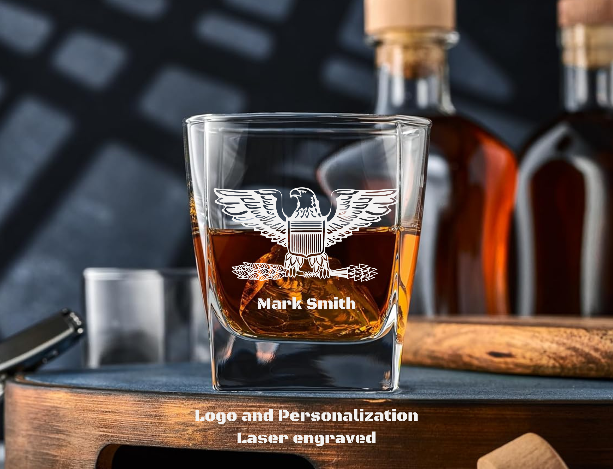 Custom US Military Colonel Eagle Engraved 11 oz Whiskey Glass – Person ...