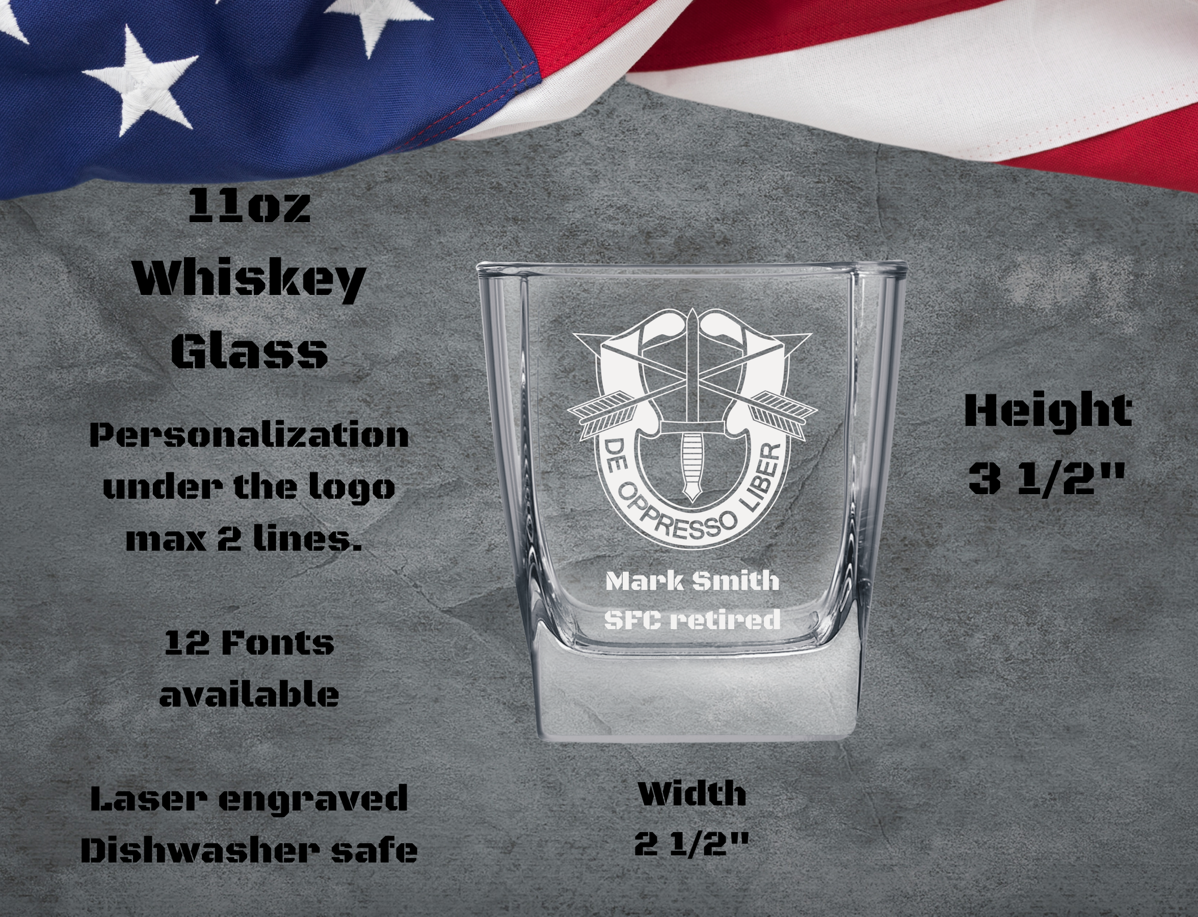 Custom US Army Special Forces Engraved 11 oz Whiskey Glass – Personali ...