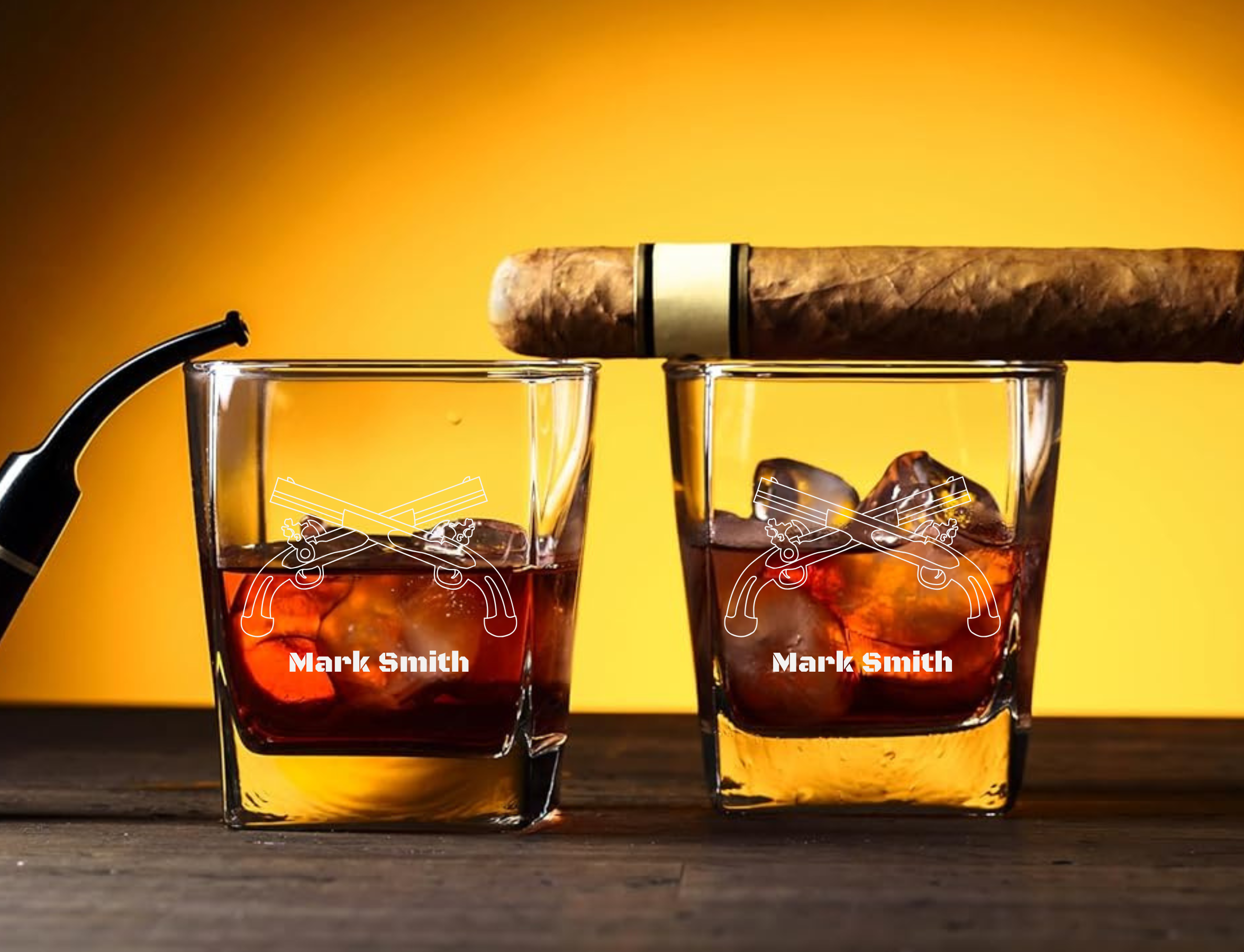 Custom Crossed Pistols Military Police Engraved 11 oz Whiskey Glass ...