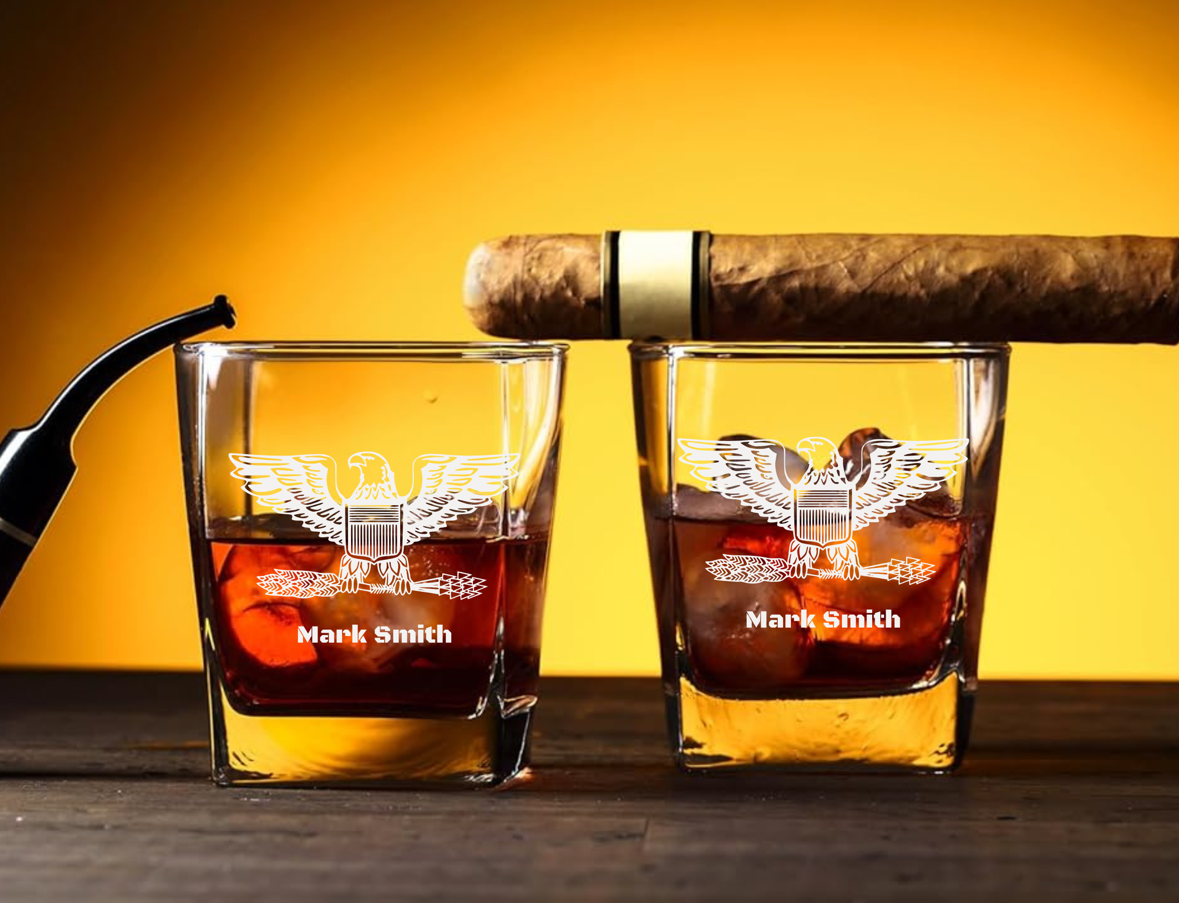 Custom US Military Colonel Eagle Engraved 11 oz Whiskey Glass – Person ...