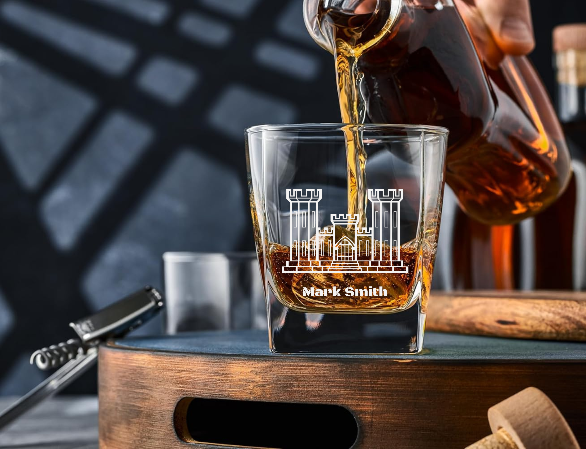 Custom Army Corps of Engineers Sapper Engraved 11 oz Whiskey Glass – P ...