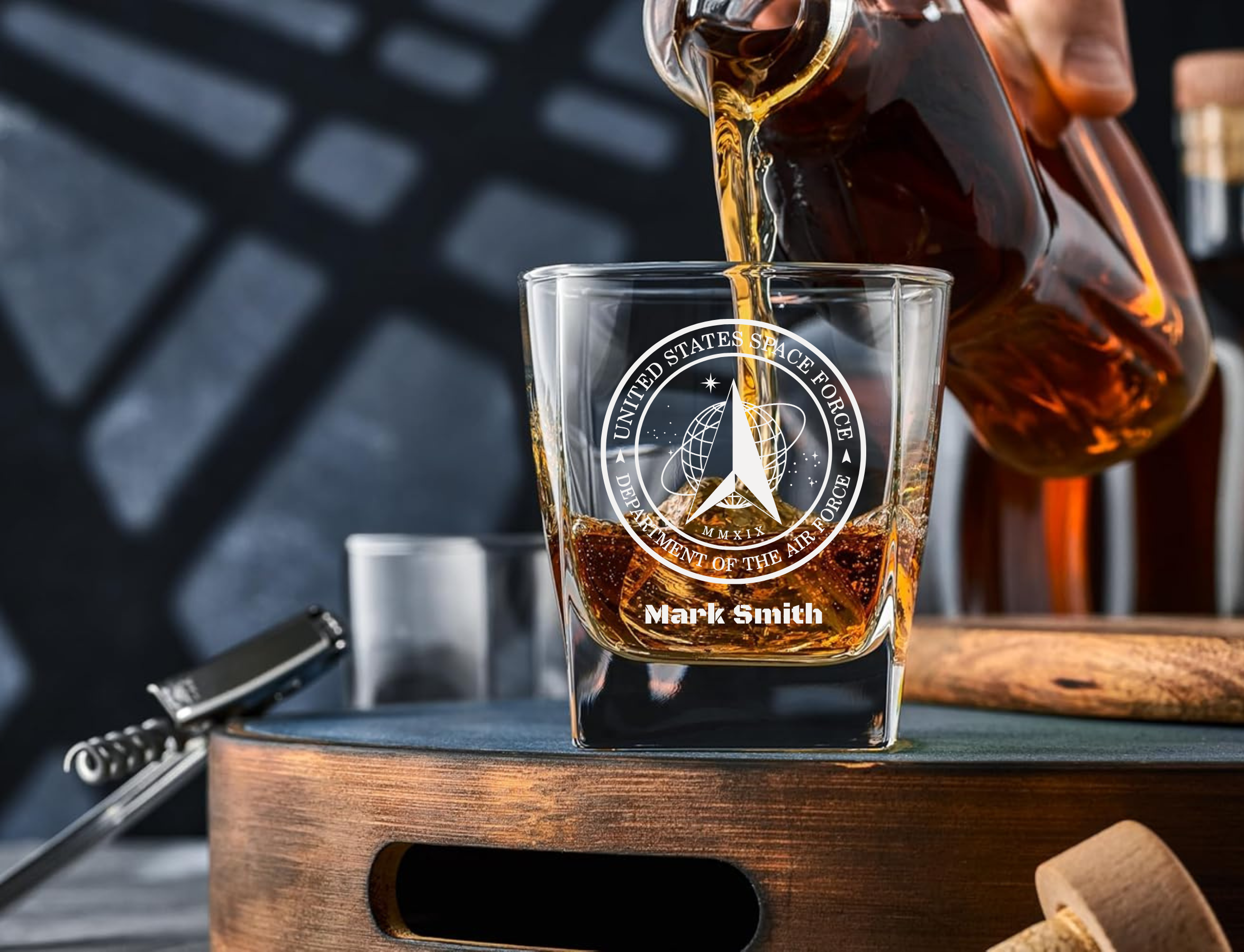 Custom US Space Force Engraved 11 oz Whiskey Glass – Personalized Mili ...