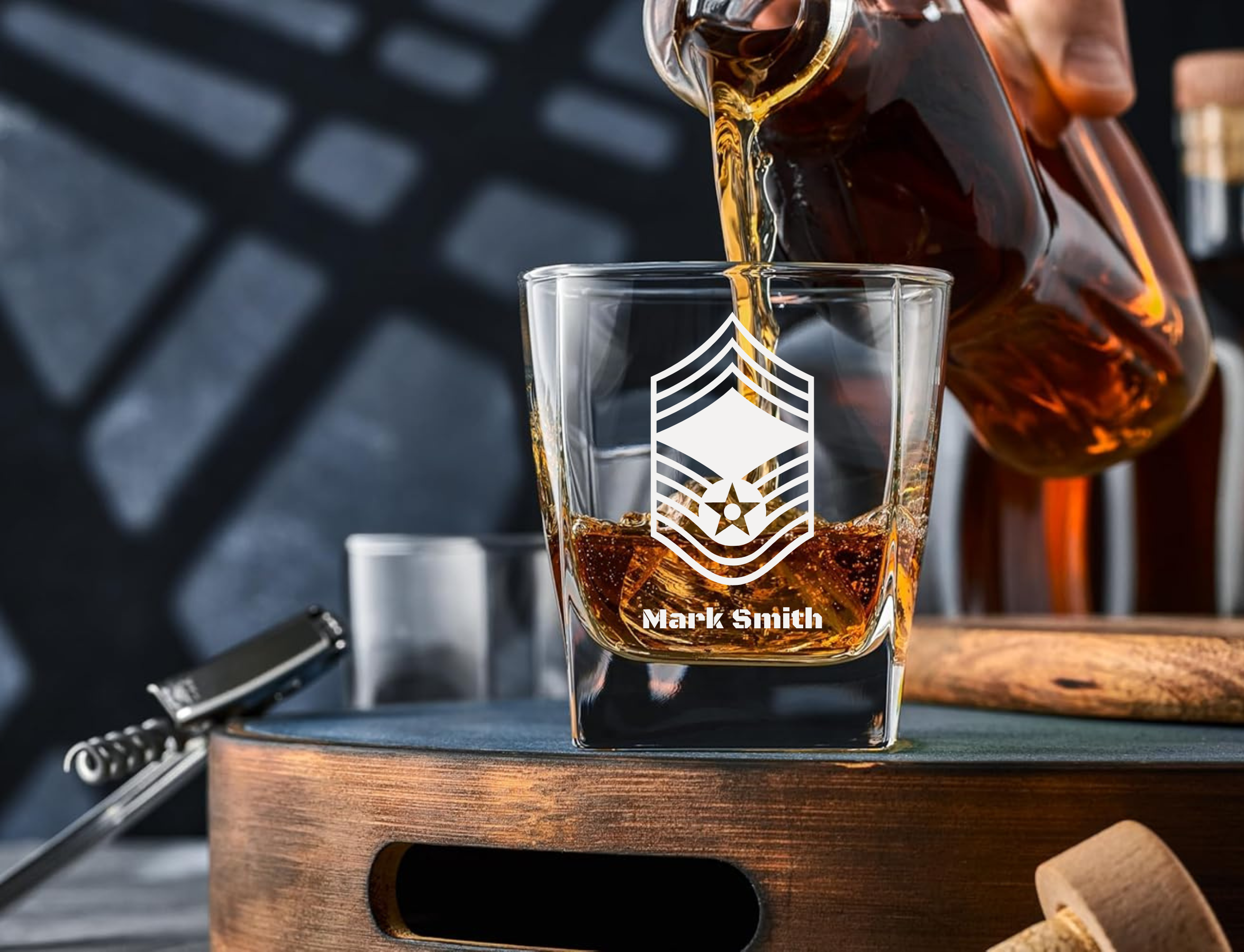 Custom US Air Force Enlisted Rank Engraved 11 oz Whiskey Glass – Perso ...