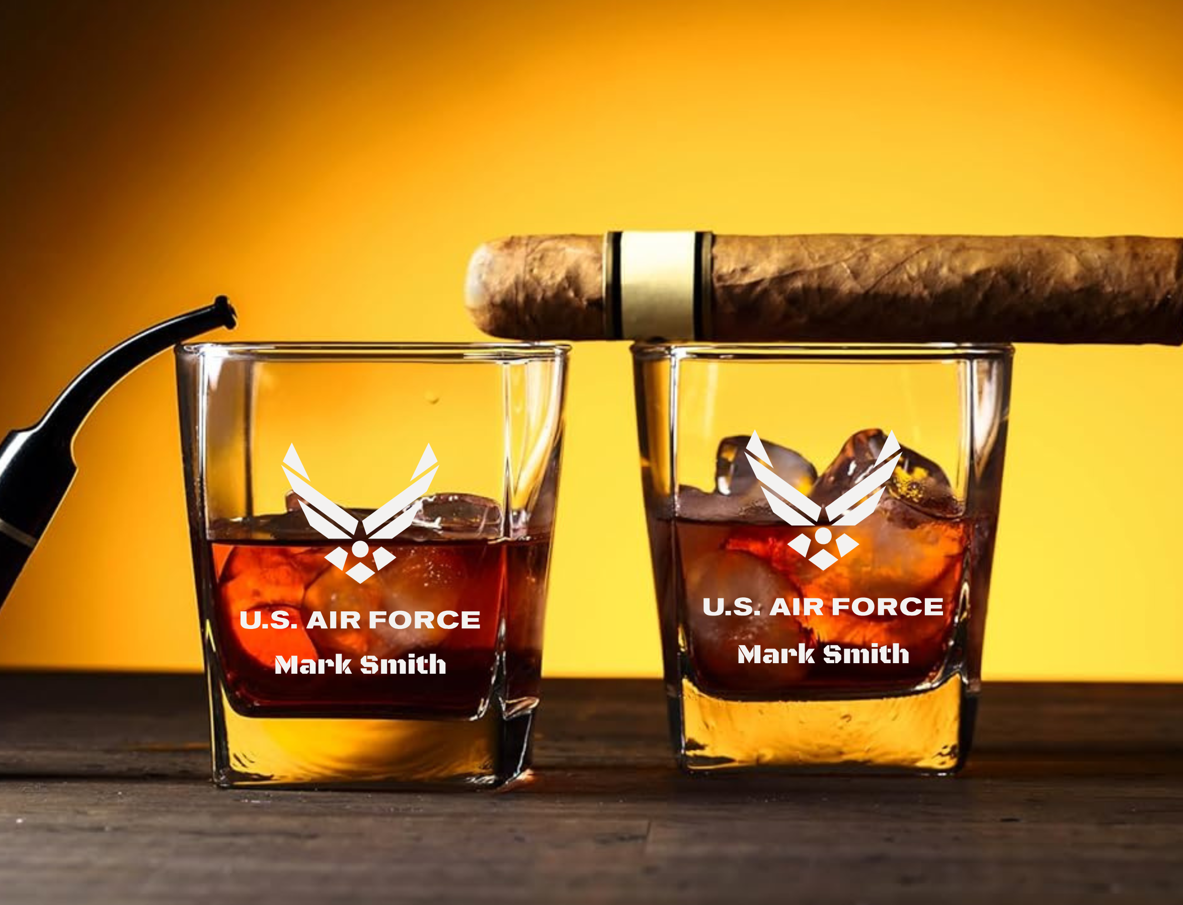 Custom US Air Force Engraved 11 oz Whiskey Glass – Personalized Milita ...