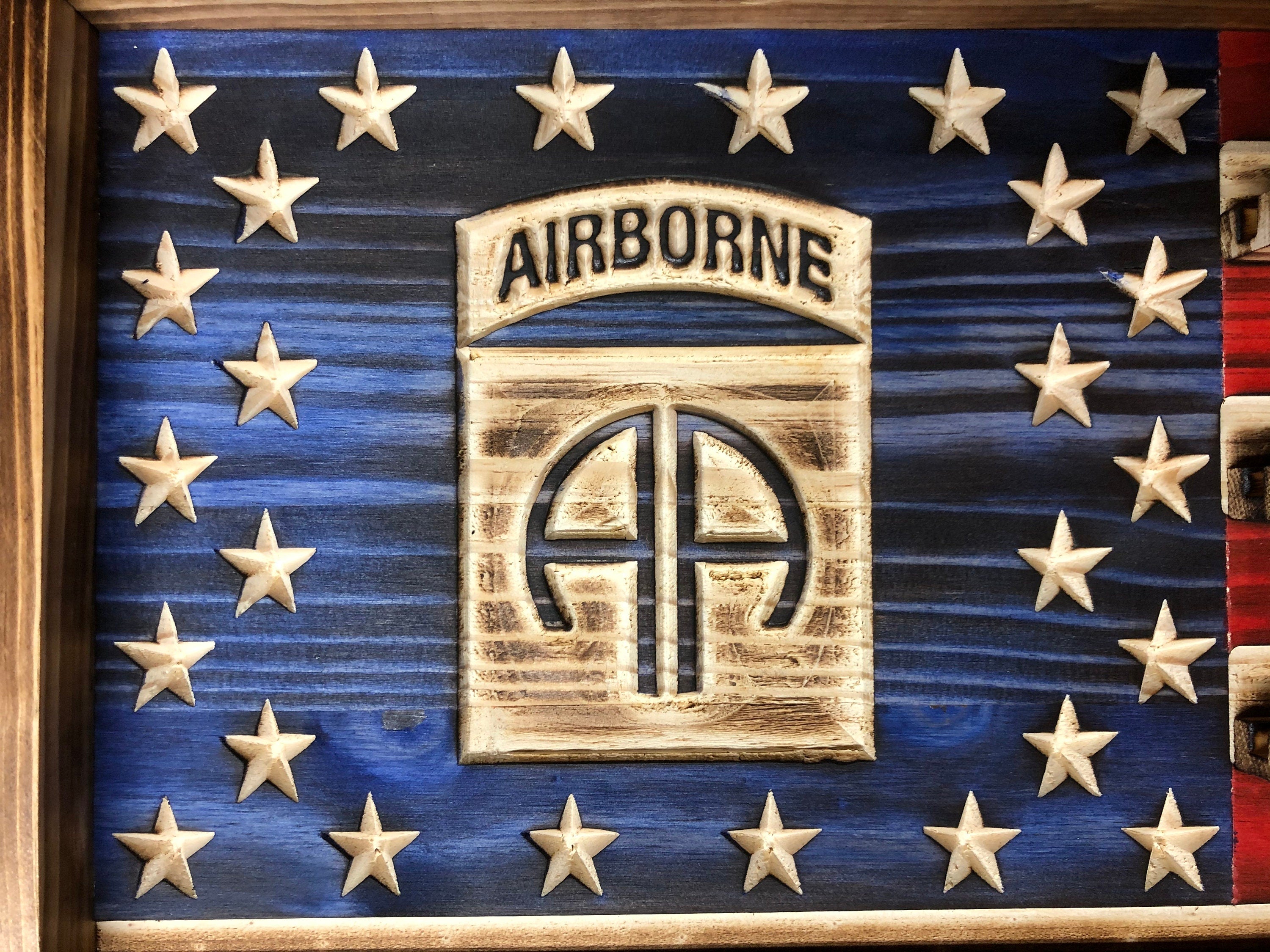 101st Airborne Challenge Coin Display Rack Holder - Rustic American Fl ...