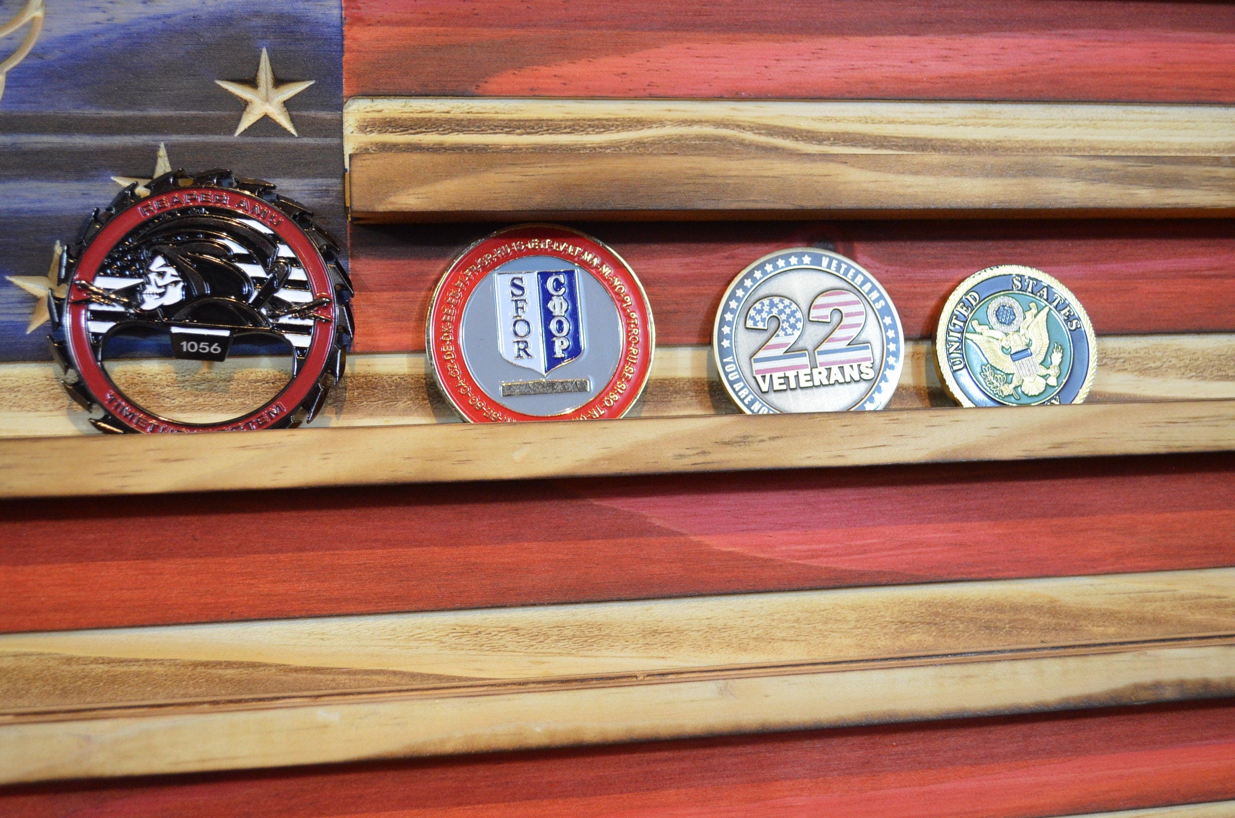 Air Force TACP Rustic Coin Display Rack Holder - Rustic Air Force Tact ...