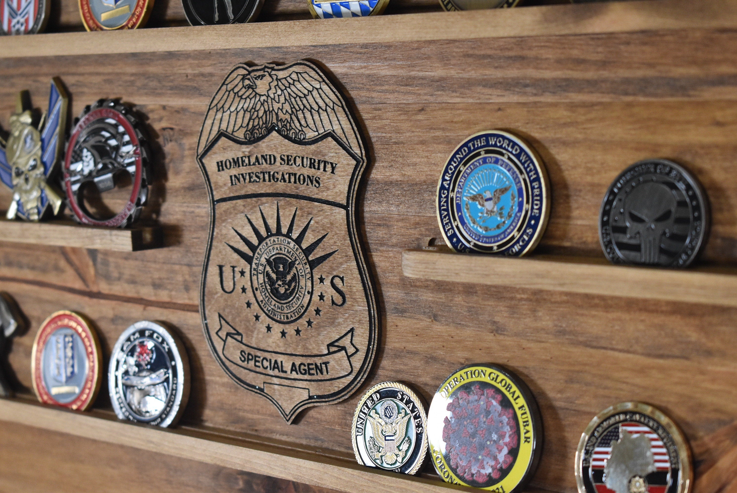 Custom US Homeland Securety Agent Challenge Coin Display Rack Holder ...