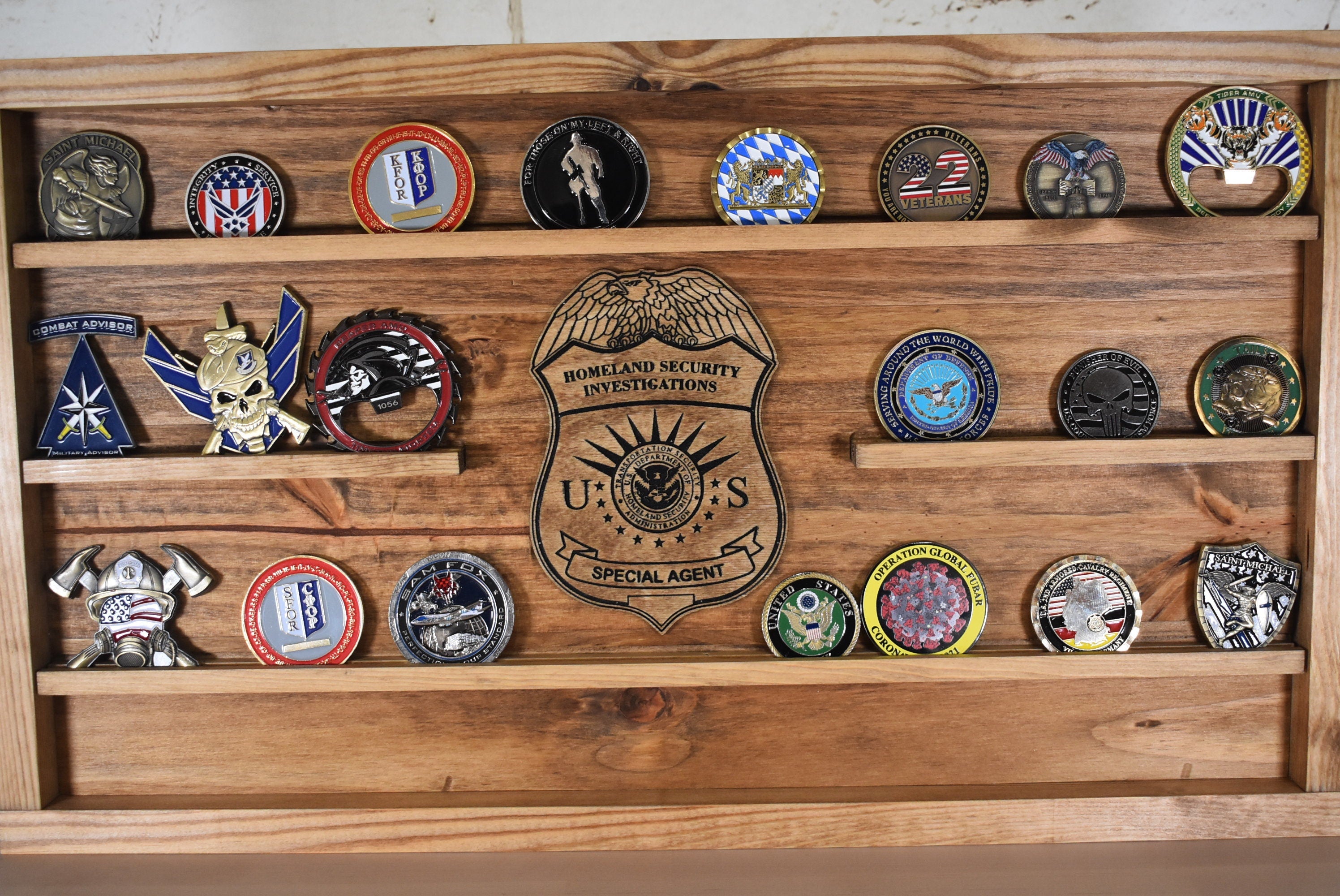 Custom US Homeland Securety Agent Challenge Coin Display Rack Holder ...