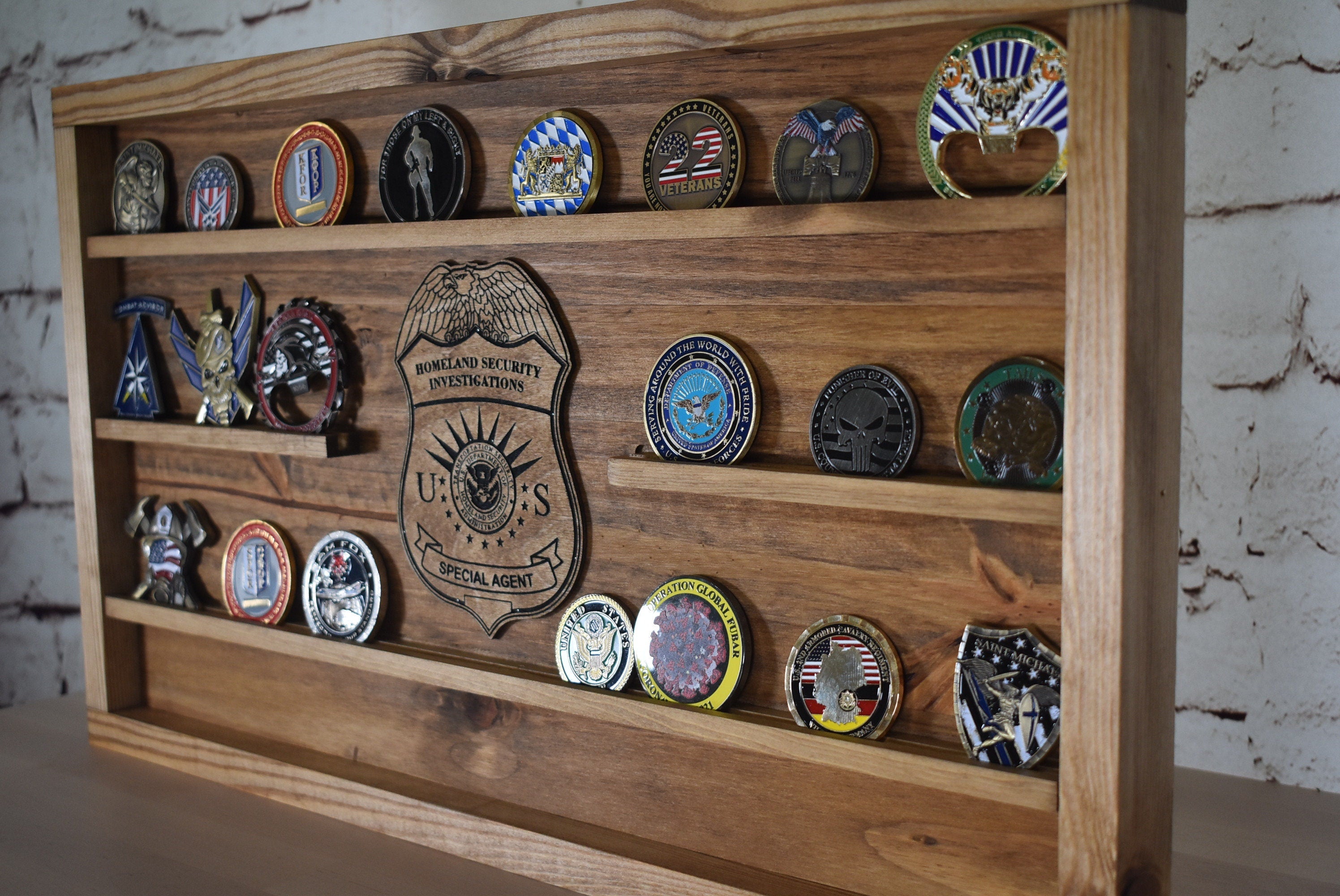 Custom US Homeland Securety Agent Challenge Coin Display Rack Holder ...